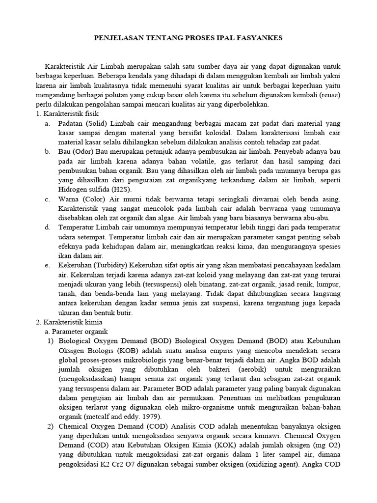 Proses Ipal Air Limbah Fasyankes | PDF