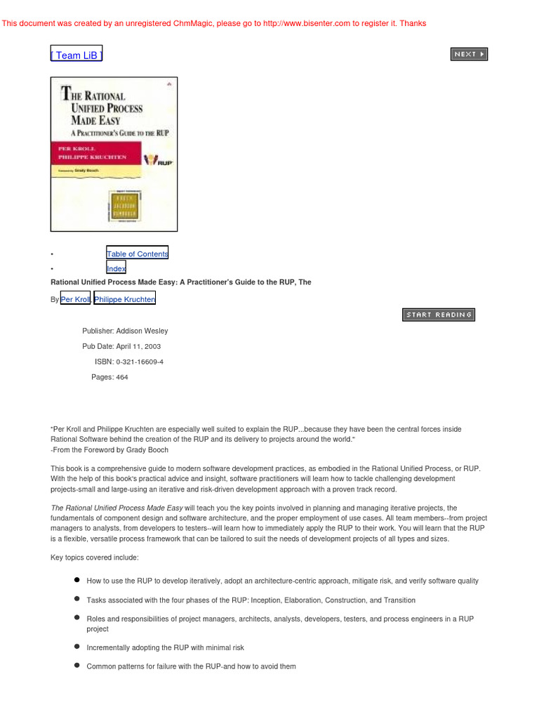 The Rational Unified Process Made Easy A Practitioners Guide To The RUP ...