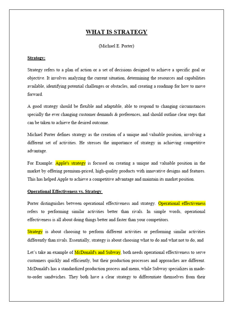 Understanding Strategy vs. Operational Effectiveness | PDF | Career ...