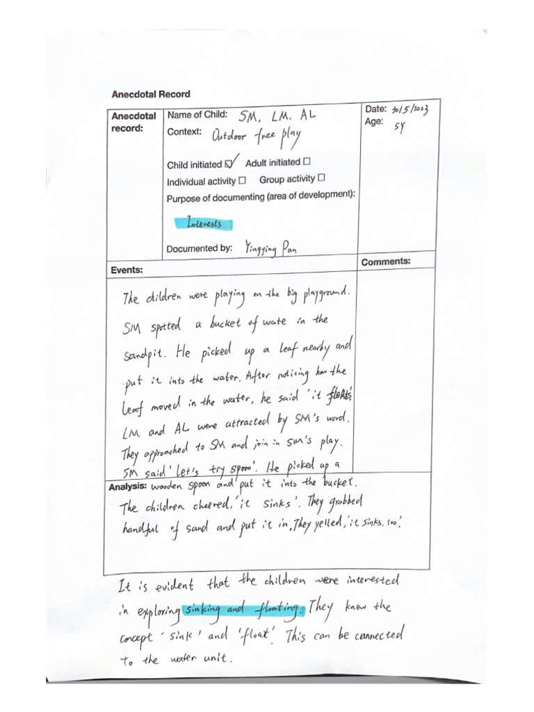 Anecdotal Record | PDF