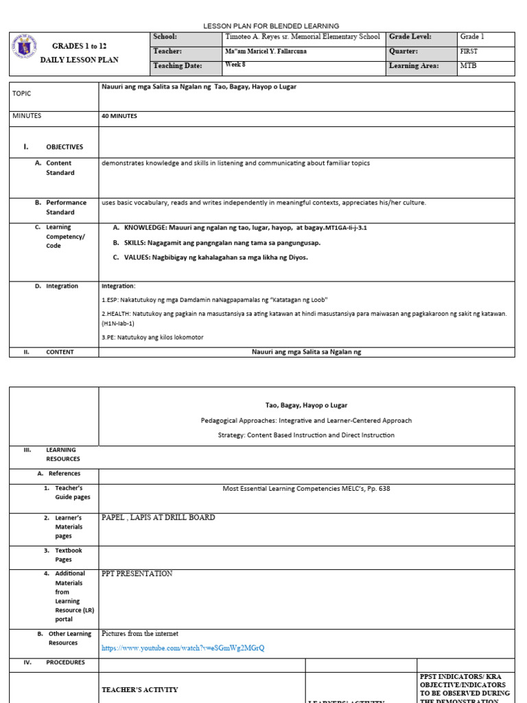 Grade 1-Pangngalan | PDF
