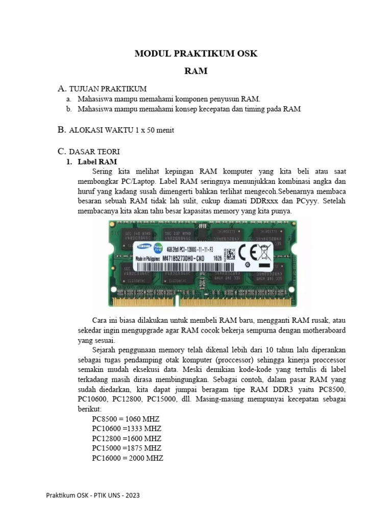 Memahami Kecepatan dan Timing RAM | PDF