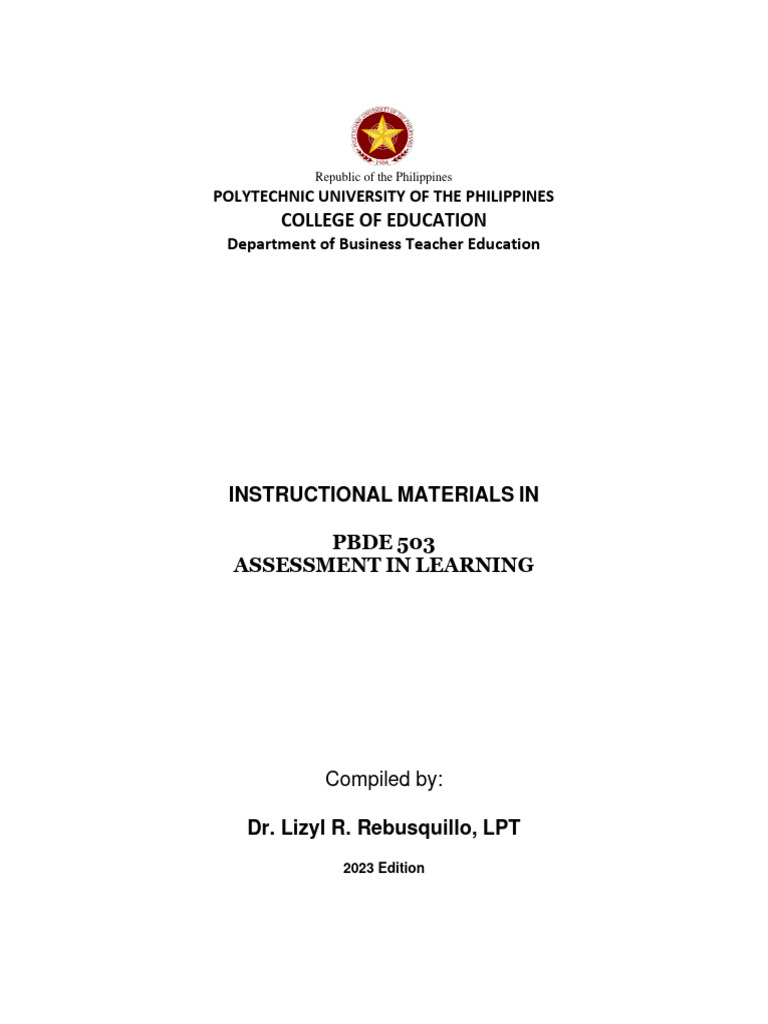 INSTRUCTIONAL MATERIALS in Assestment in Learning | PDF