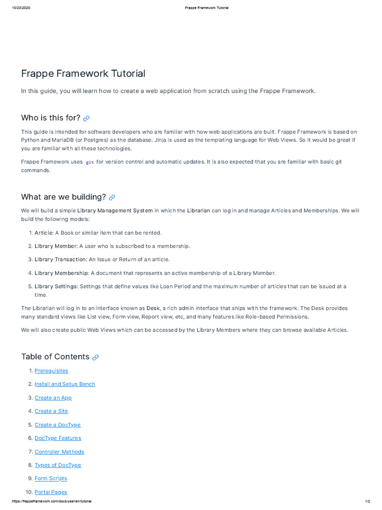 Frappe Framework Tutorial | PDF