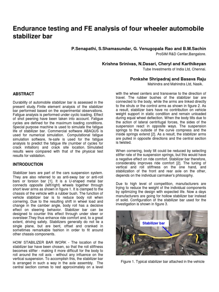 Fatigue Analysis of An Automotive Stabilizer Bar | PDF | Fatigue ...
