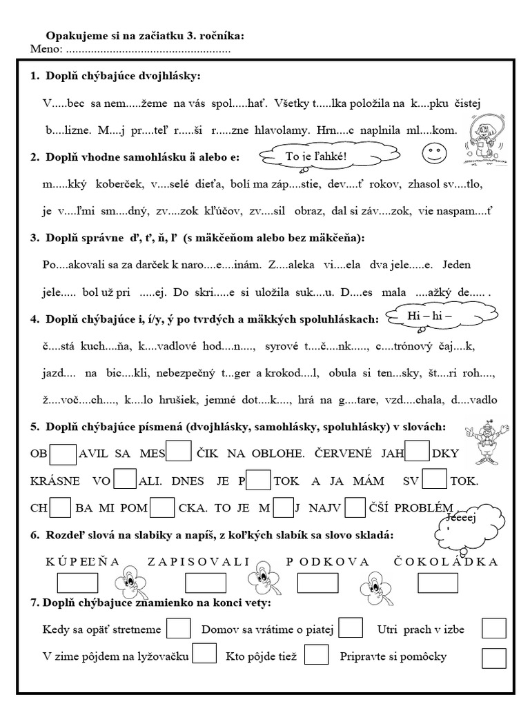 Opakujeme si na začiatku 3. ročníka - SJL3 (1) (1) | PDF