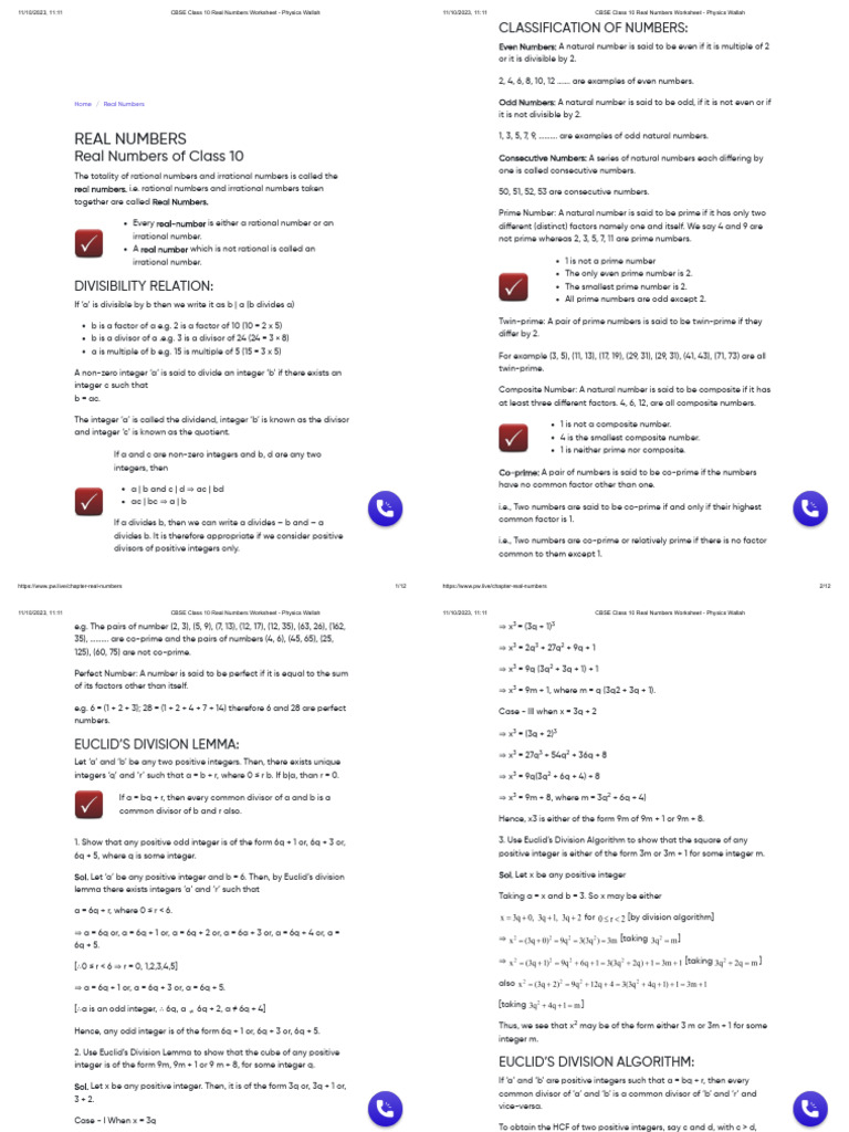 CBSE Class 10 Real Numbers Worksheet | PDF | Numbers | Mathematical ...