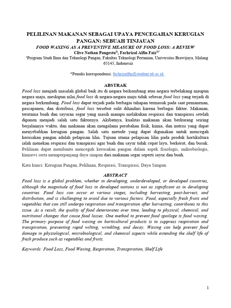 Pelilinan Makanan Sebagai Upaya Pencegahan Kerugian Pangan | PDF ...