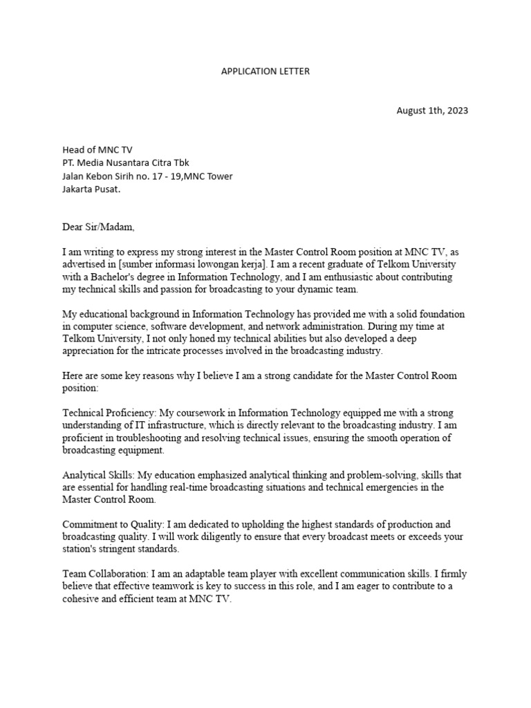 Application Letter | PDF