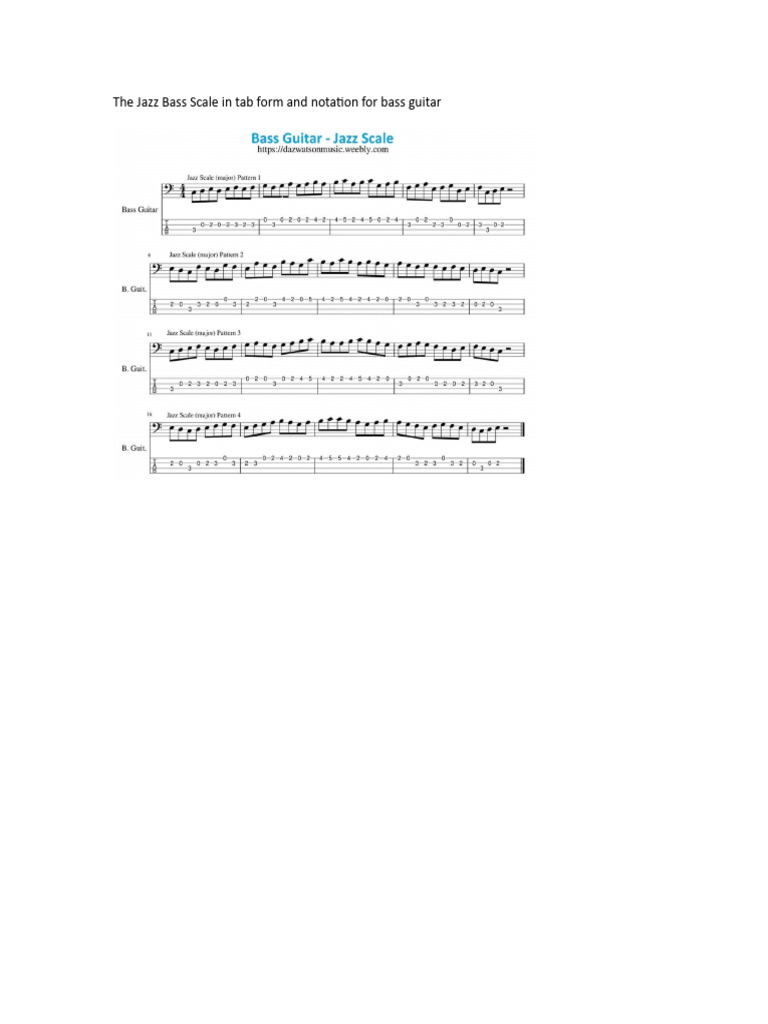 The Jazz Bass Guitar Scale | PDF