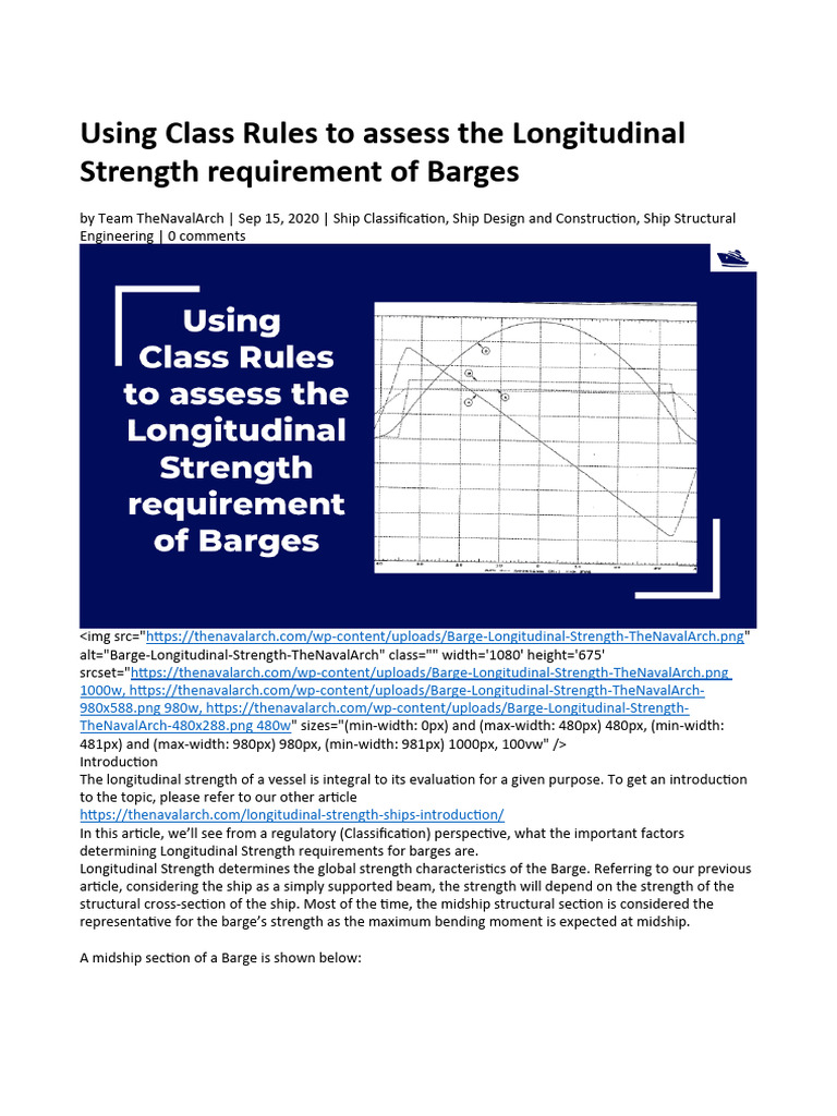 Using Class Rules To Assess The Longitudinal Strength Requirement of Barges | PDF