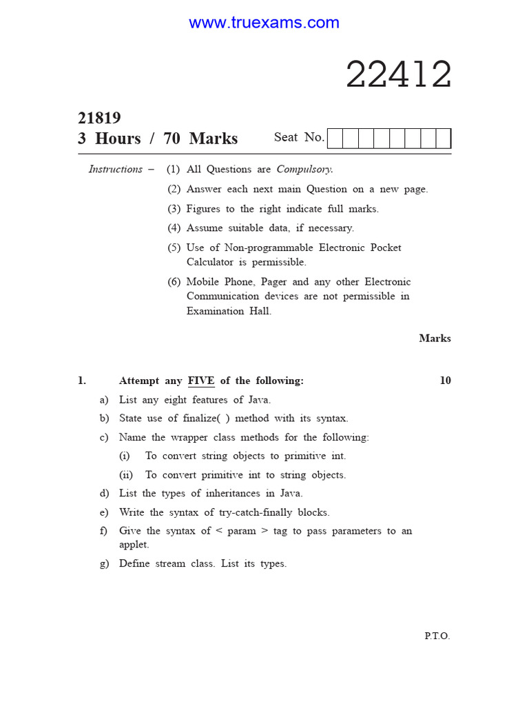 3 Hours / 70 Marks: Seat No | PDF