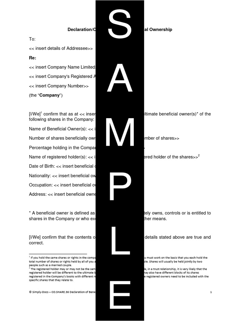 Declaration of Beneficial Ownership Form | PDF