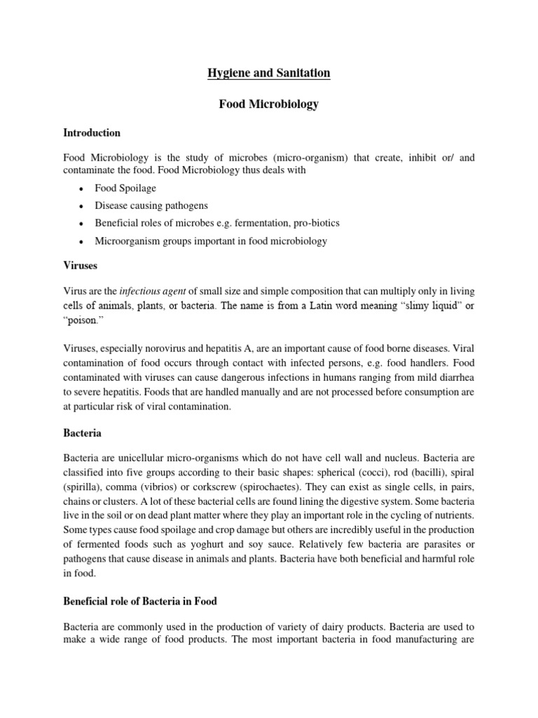 Unit - 1 Food Microbiology | PDF