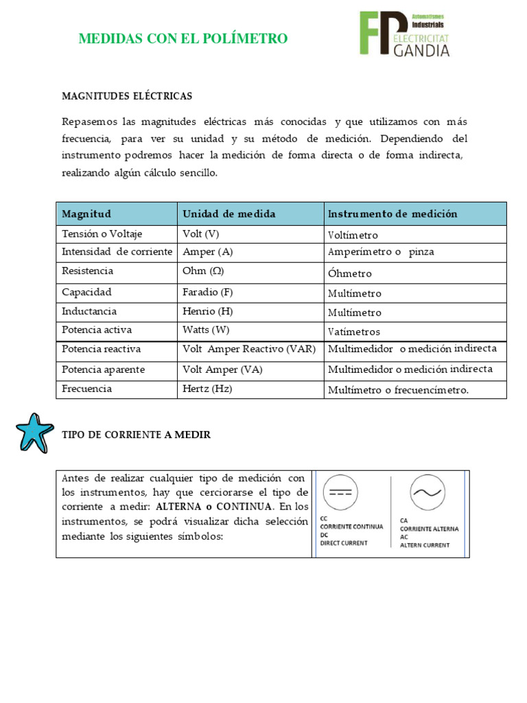 UT0-5-Uso Sel polímetro-AMPLIACIÓN | PDF | Corriente eléctrica | Energia electrica
