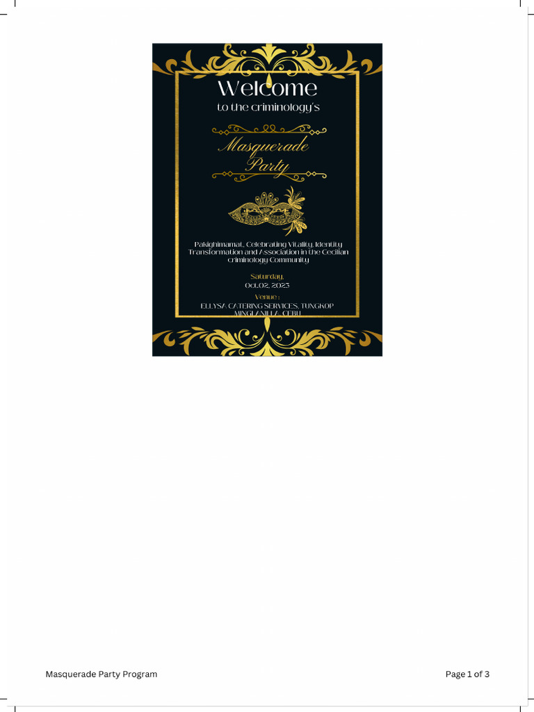 Masquerade Party Program | PDF