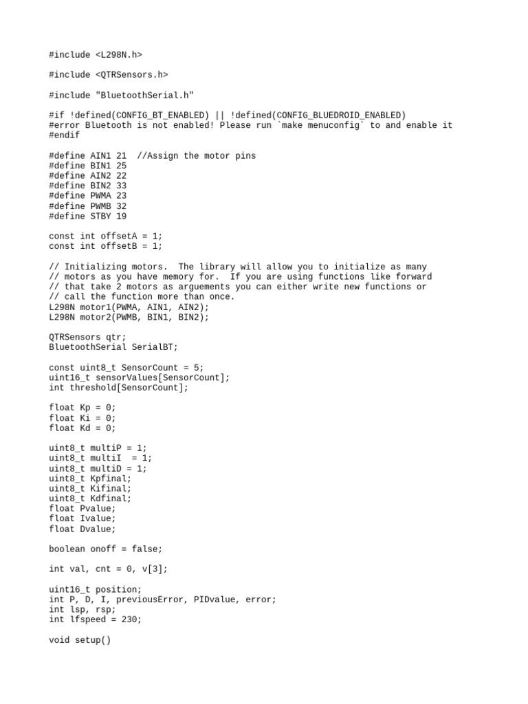 PID Line Follower ESP32.ino | PDF