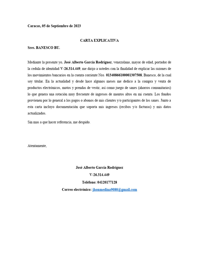 Carta Explicativa | PDF