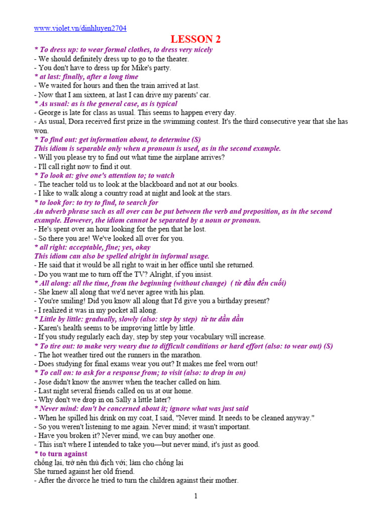 Idiom Lesson 2 | PDF