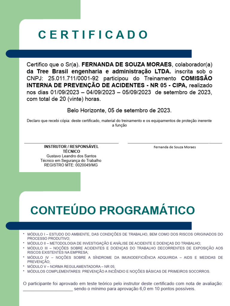 Certificado NR5 | PDF | Computadores