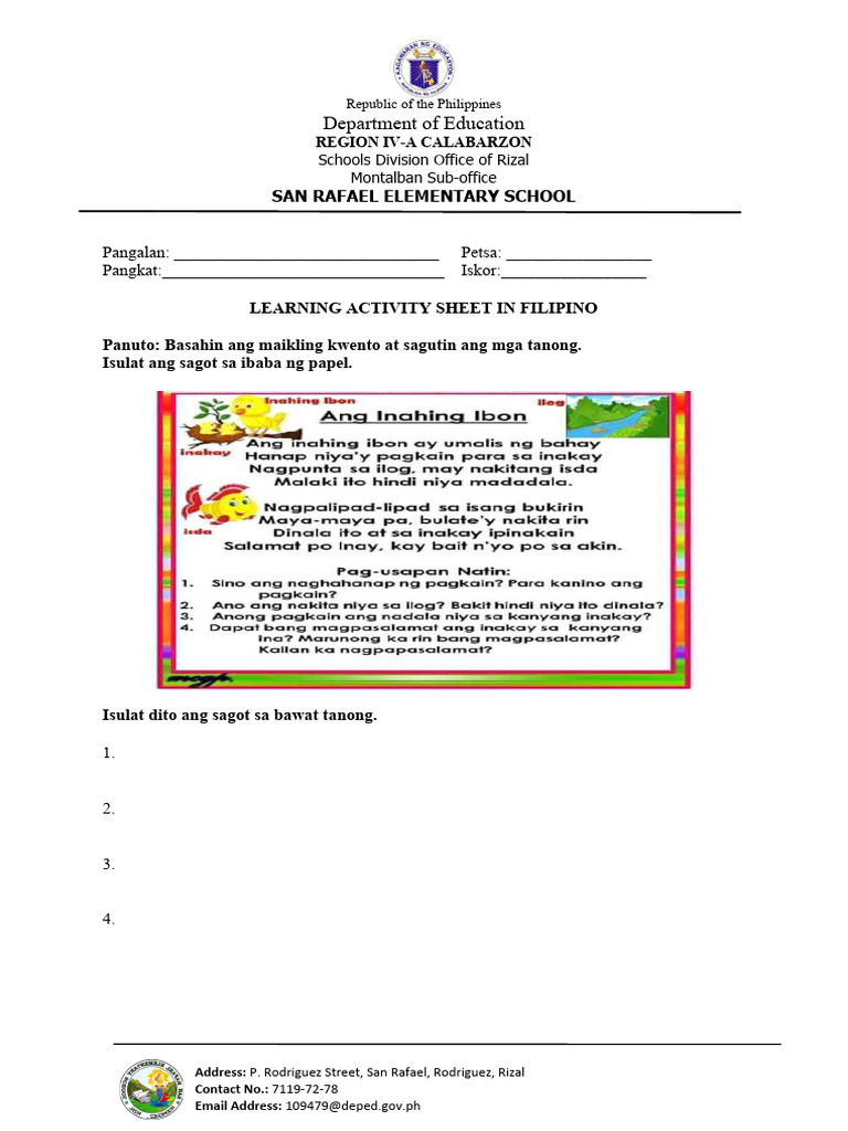 Filipino 4-Learning Activity Sheet | PDF