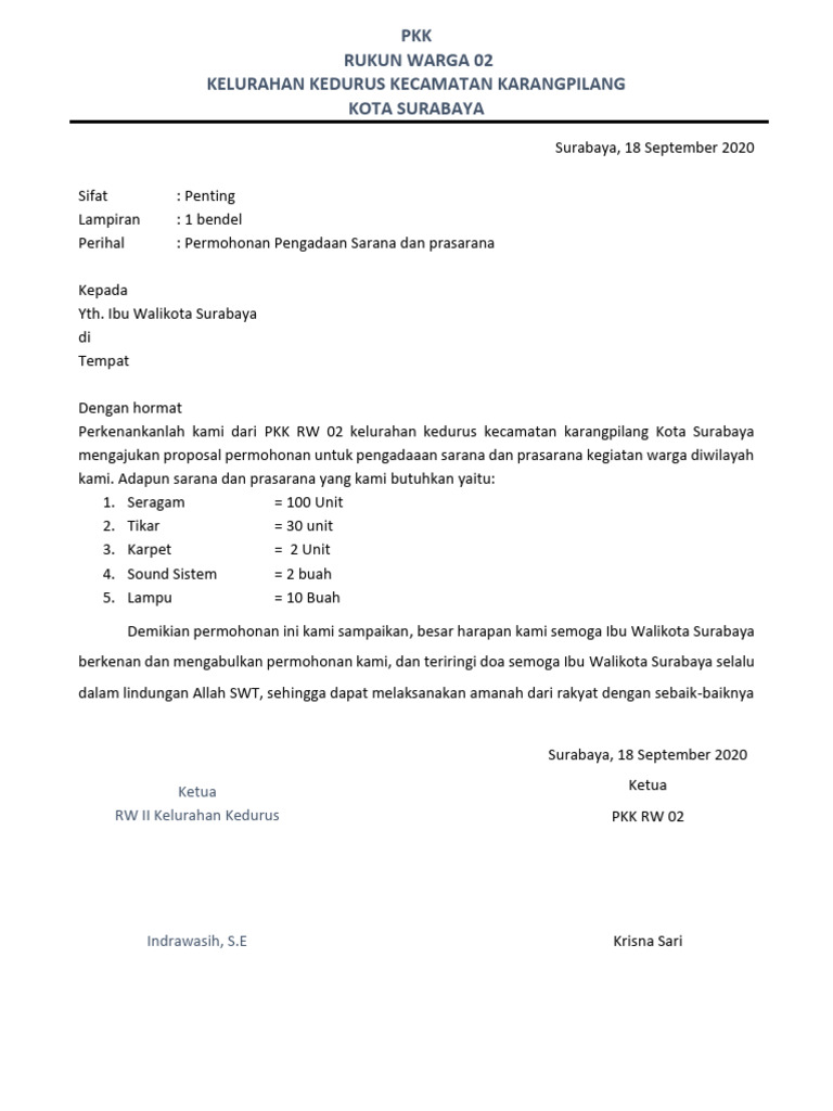 Proposal PKK RW | PDF