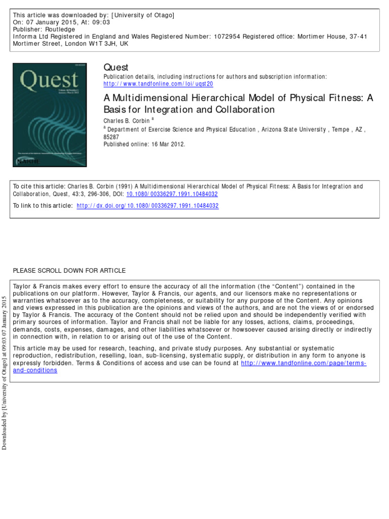 A Multidimensional Hierarchical Model of Physical Fitness: A Basis For ...