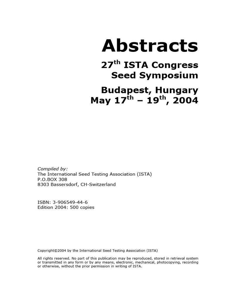 ISTA Handbook On - International Seed Testing Association | Download ...