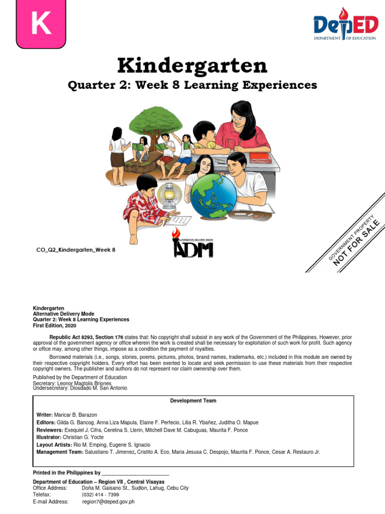 Kindergarten Q2 Week8 LearningExperiences V0.6 | PDF | Self-Improvement