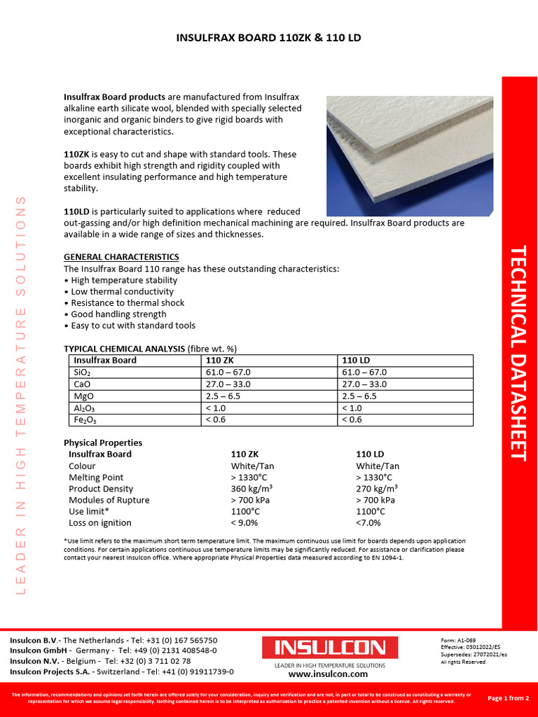 A1-069-Insulfrax-Board-110ZK-110LD-EN | PDF | Secondary Sector Of The ...