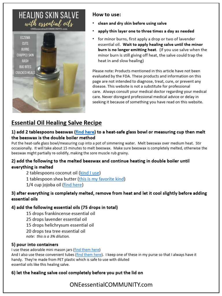 DIY Essential Oil Healing Salve Recipe | PDF | Essential Oil
