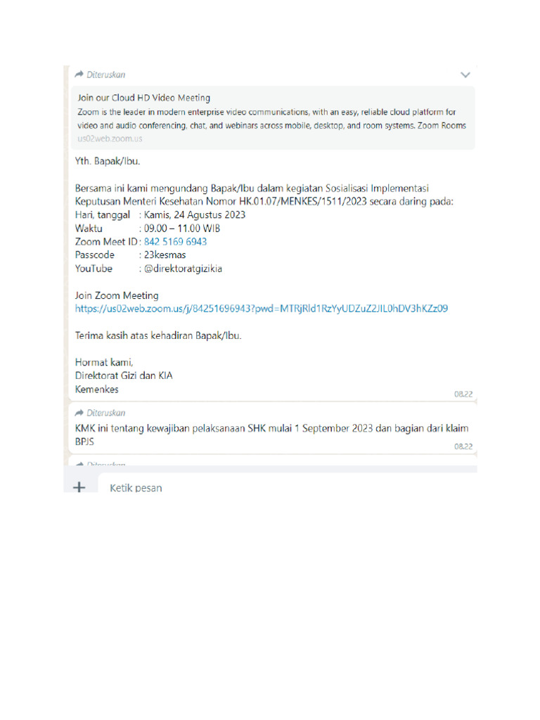 Bukti Undangan Zoom SHK | PDF