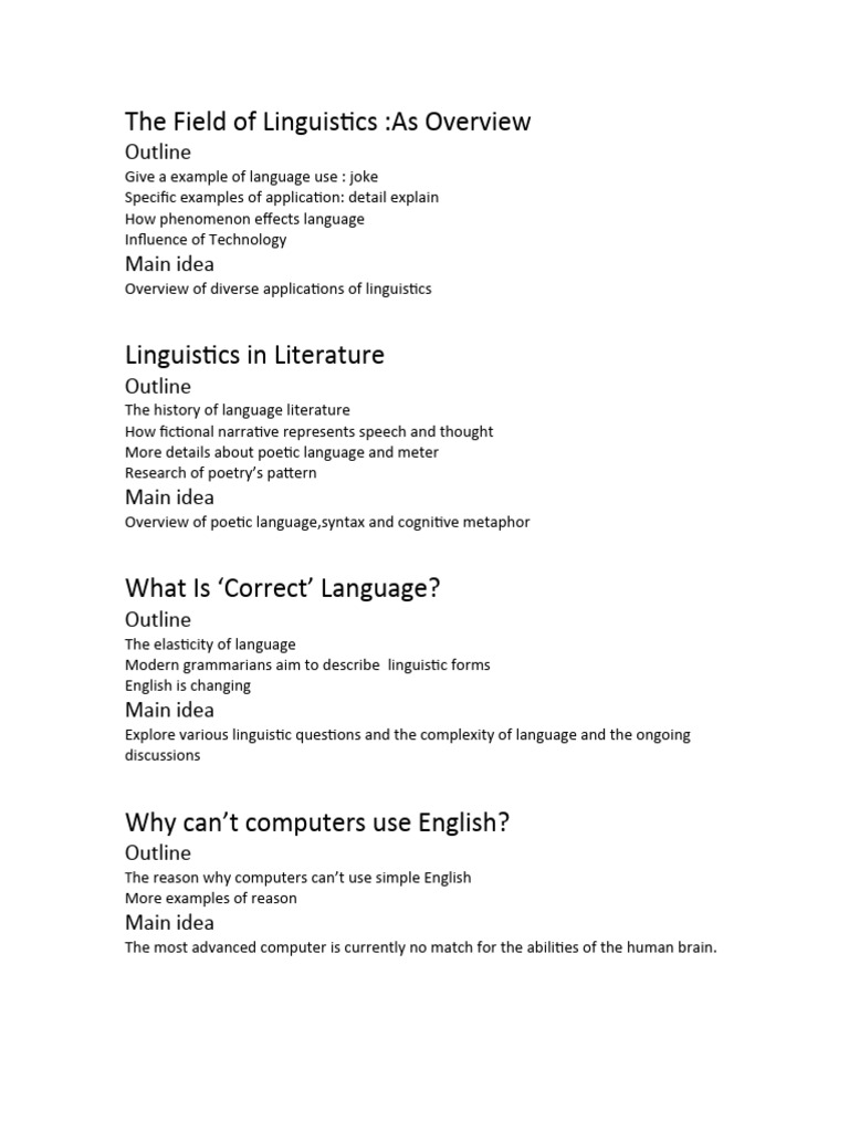 Overview of Linguistics and Language Use | PDF