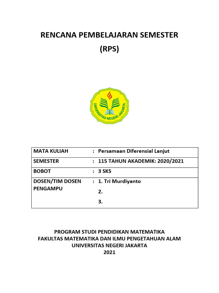 5b. RPS - Persamaan Diferensial Lanjut Revisi 2021 | PDF
