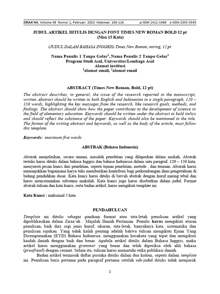 Template Naskah Ziraah Terbaru | PDF | Komputer