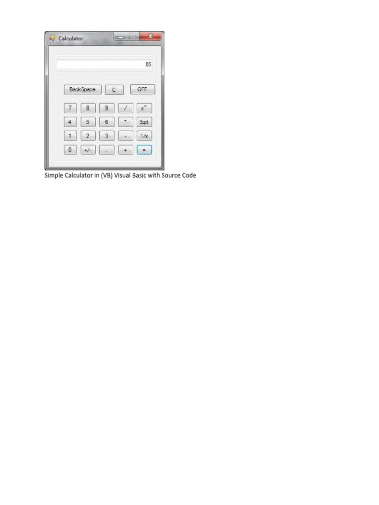Simple Calculator in (VB) Visual Basic With Source Code | PDF