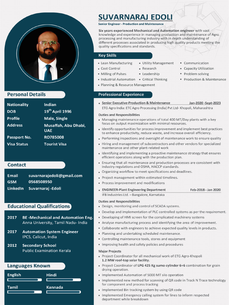 Cv Suvarnaraj Edoli 23 | PDF