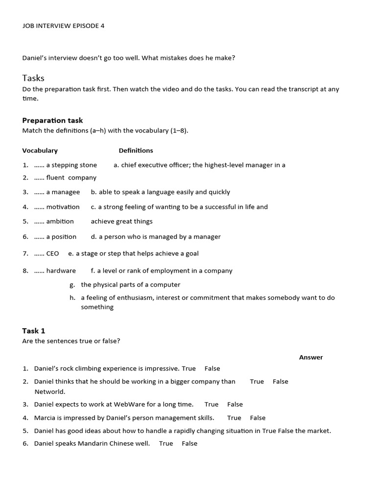 Job Interview Episode 4 | PDF | Job Interview