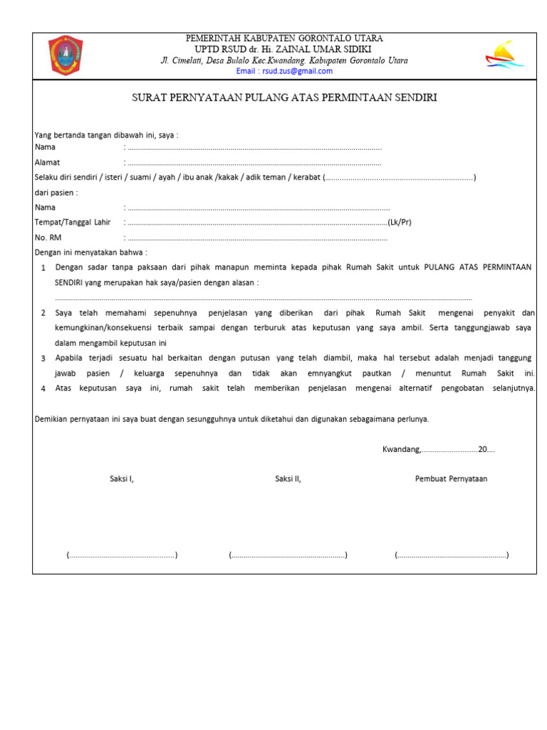 Formulir Pernyataan Pulang APS | PDF