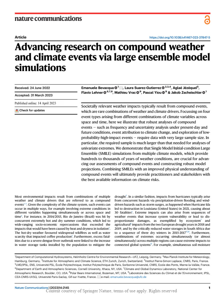 Advancing Research On Compound Weather and Climate | PDF | Climate ...