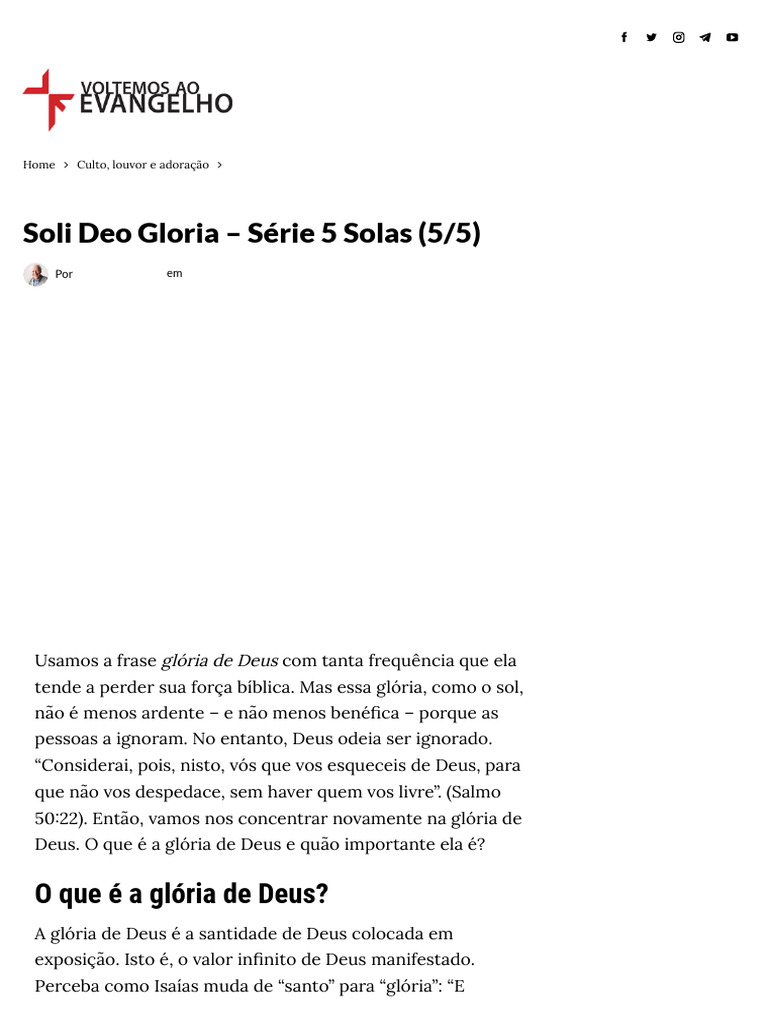 Soli Deo Gloria - Série 5 Solas (5 - 5) | PDF