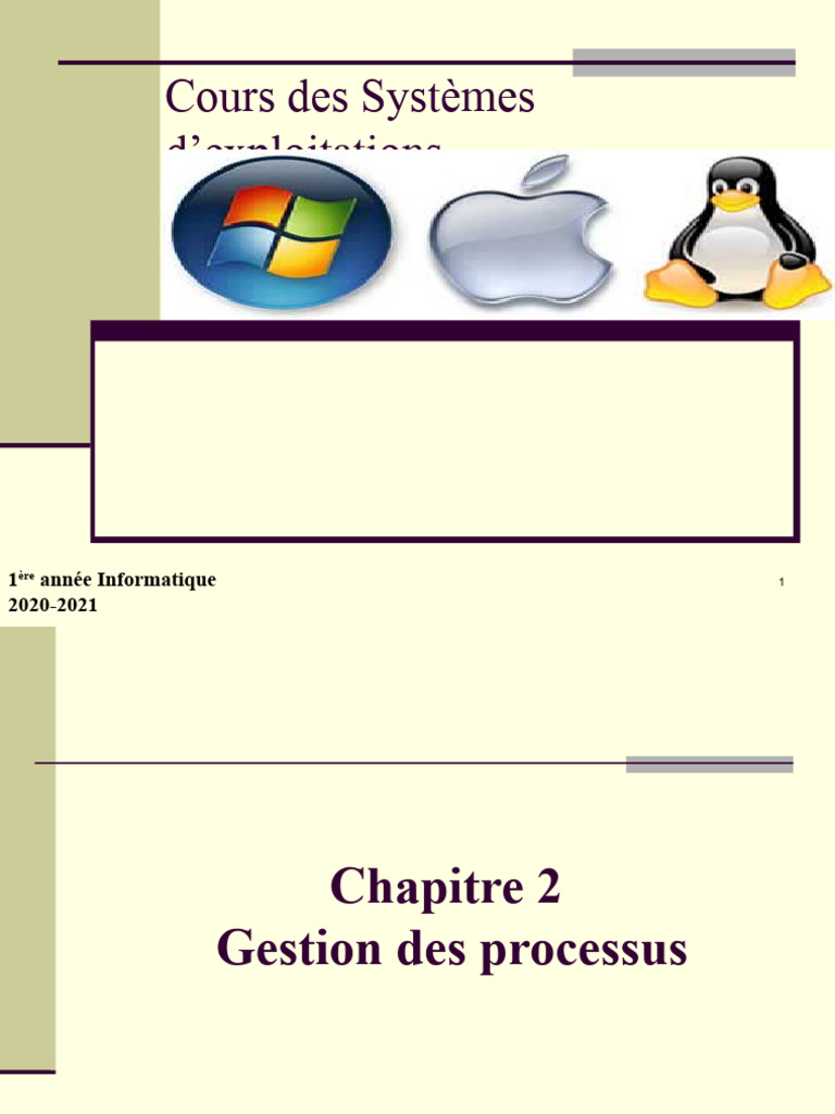 Chapitre 2 - Gestion Des Processus | PDF | Ordonnancement dans les systèmes d'exploitation ...