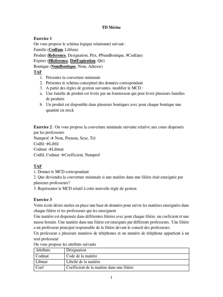 TD Merise 2-1 | PDF
