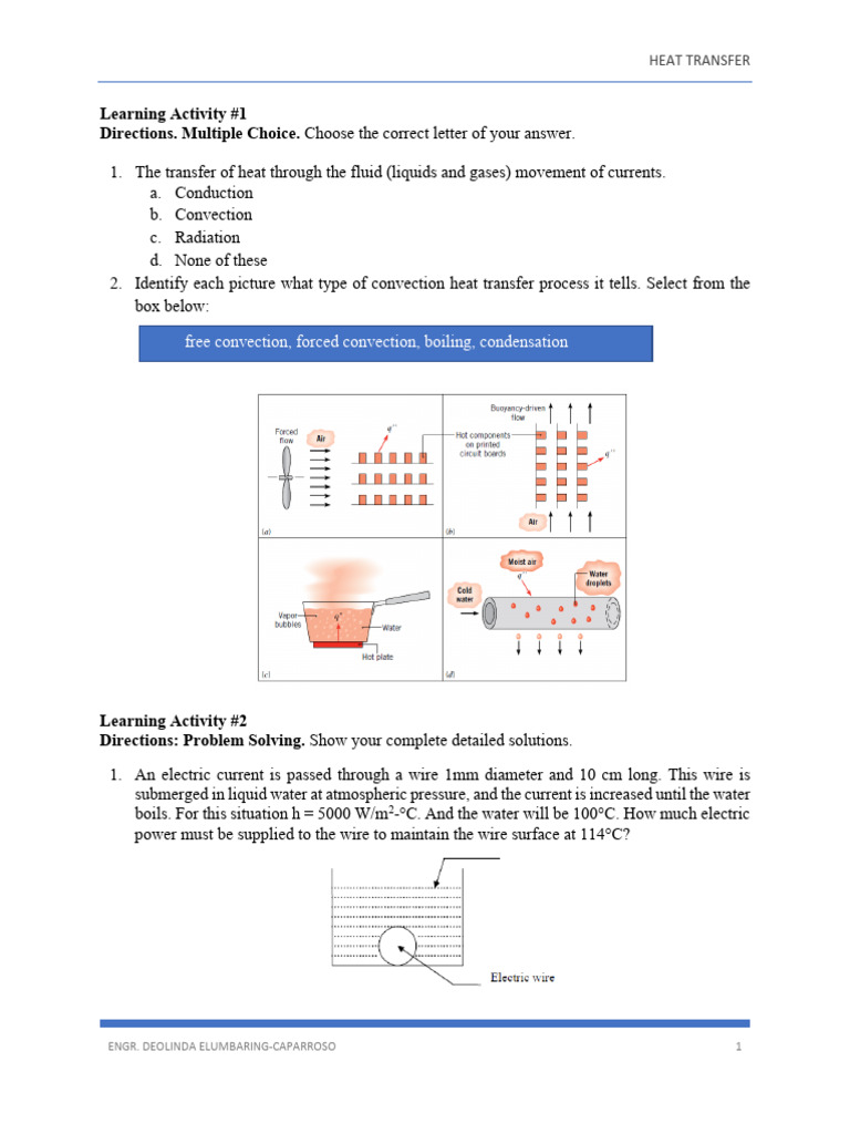 Learning Activity HEAT TRANSFER | PDF