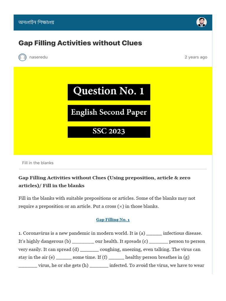 Gap Filling Activities Without Clues | PDF