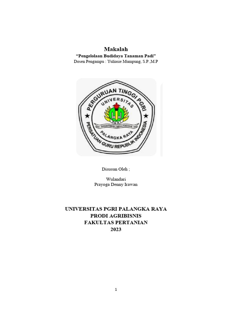 Makalah Pengelolaan Padi | PDF