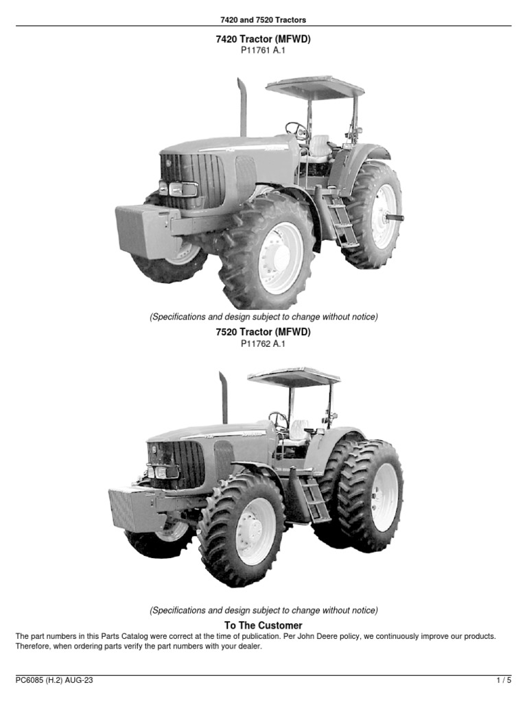 7420 and 7520 Tractors Mexico Edition Introduction | PDF | Screw | Tractor