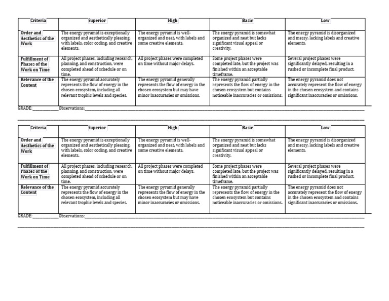 Pyramid Rubrics | PDF