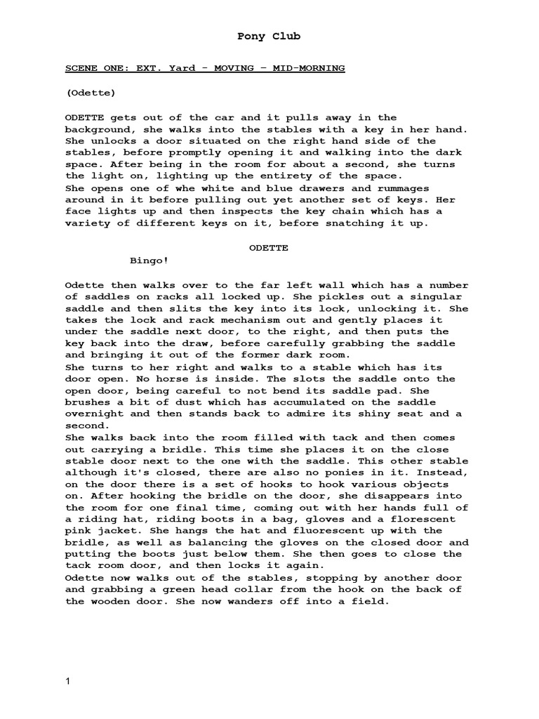 Pony Club Script 1 | PDF