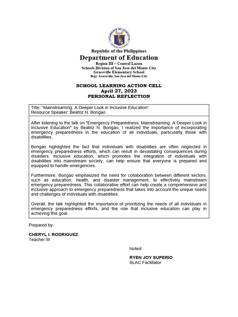 Slac Reflection Edited | PDF